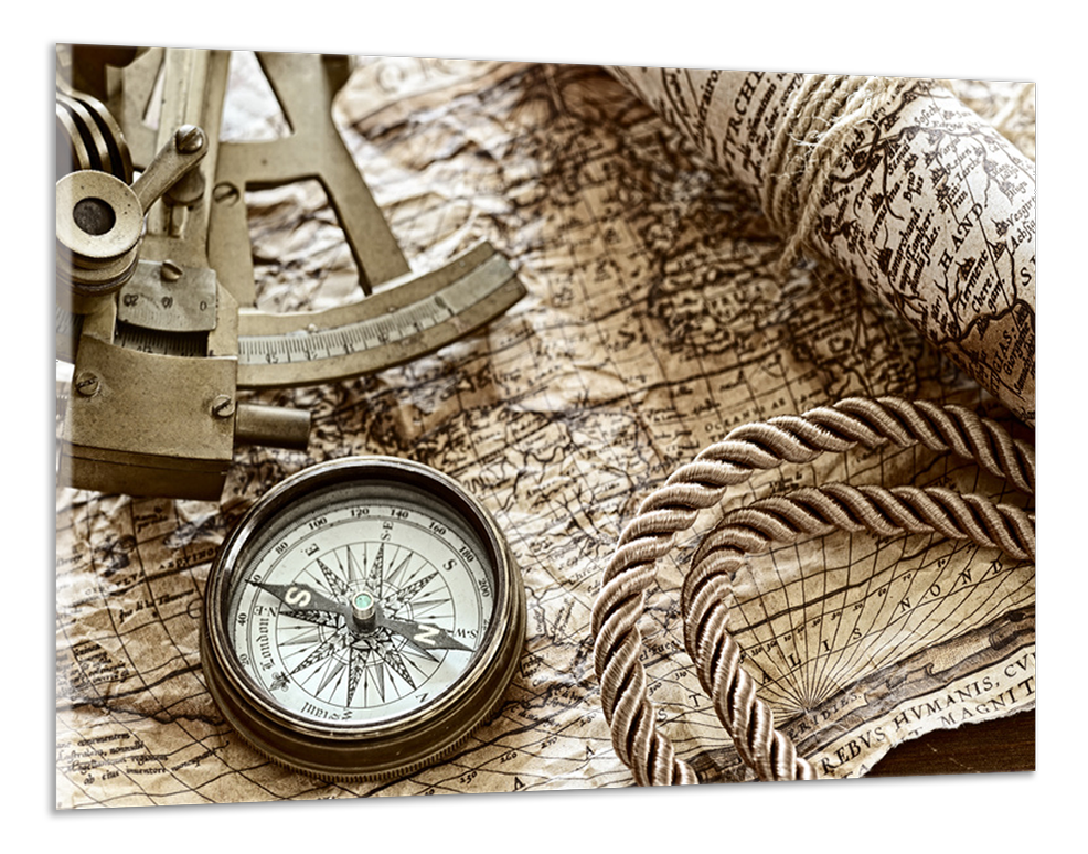 Obdelníkový obraz Kompas a mapa | Colorika.cz