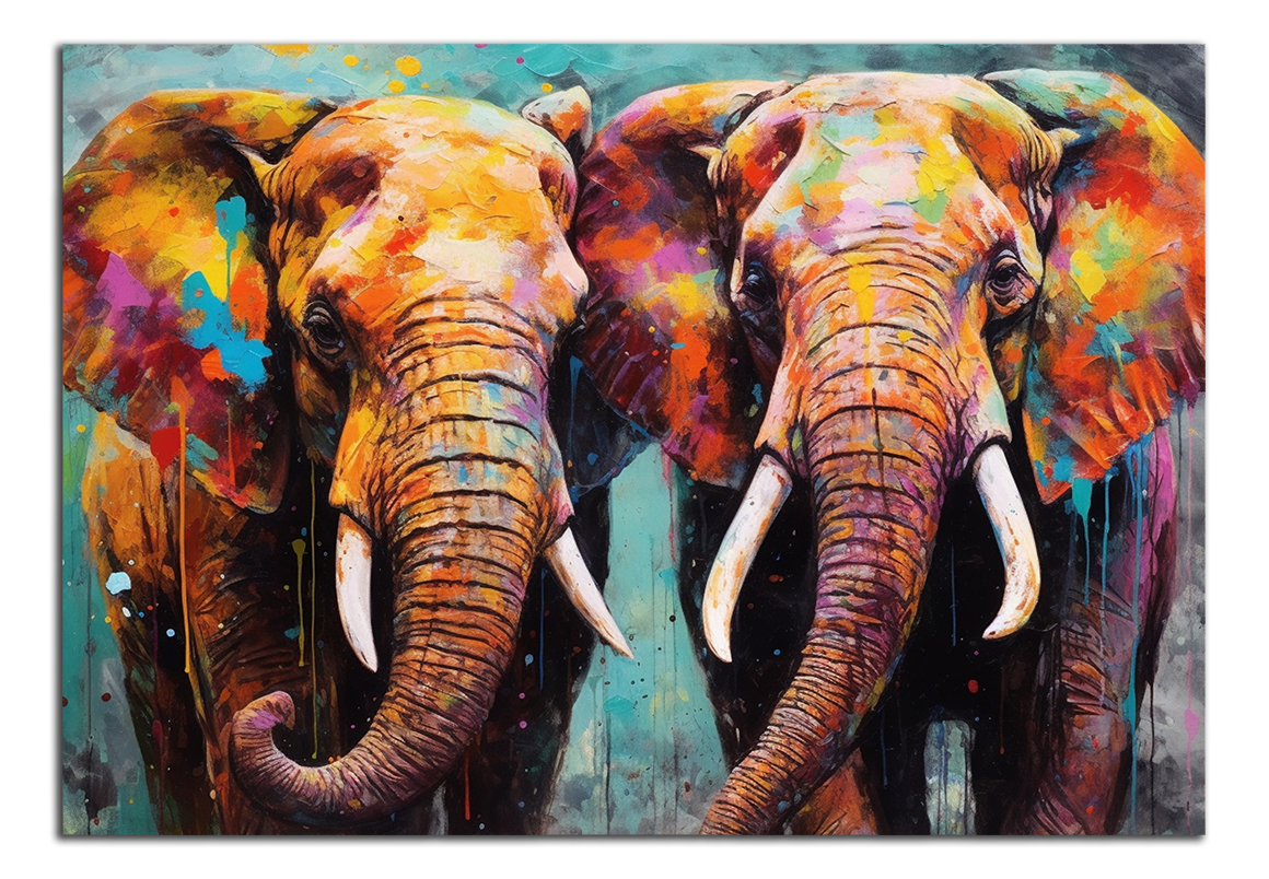 Obdelníkový obraz Barevní slony | Colorika.cz