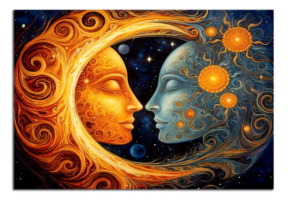 Obdelníkový obraz Slunce a měsíc | Colorika.cz