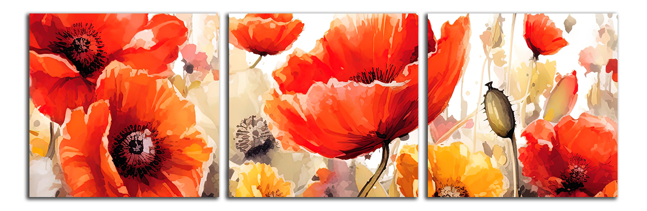 Panoramatický obraz Červené a oranžové máky | Colorika.cz