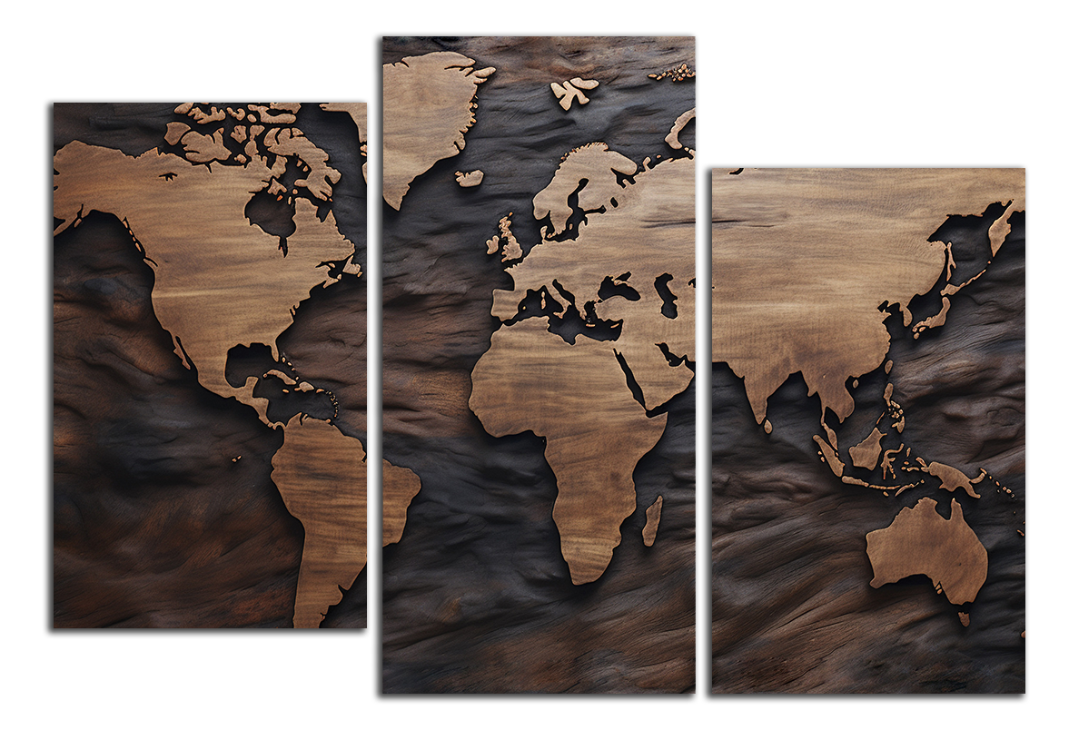 Obdelníkový obraz Dřevěná mapa | Colorika.cz