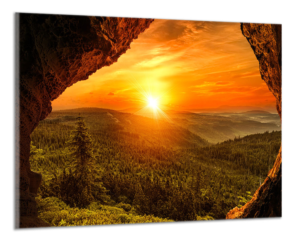 Obdelníkový obraz Západ slunce nad lesem | Colorika.cz