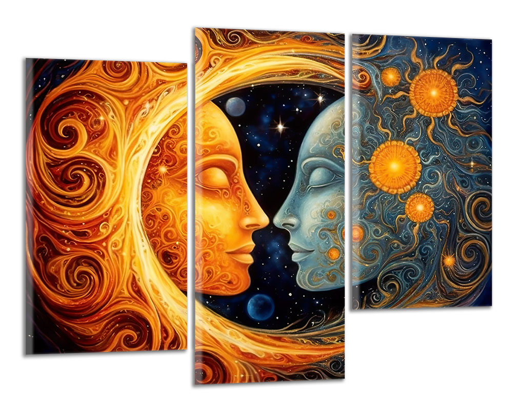 Obdelníkový obraz Slunce a měsíc | Colorika.cz