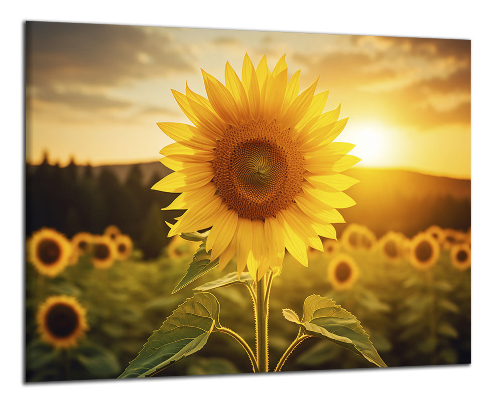 Obdelníkový obraz Slunečnice a západ slunce | Colorika.cz