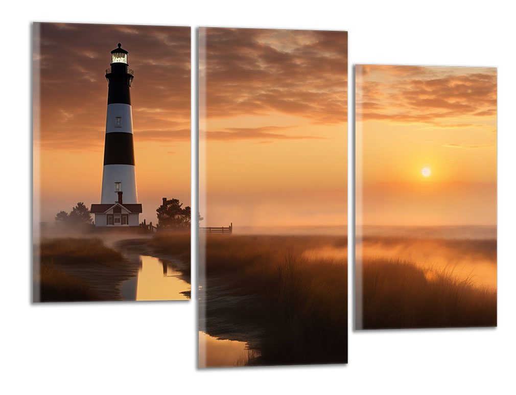 Obdelníkový obraz Maják při západu slunce | Colorika.cz