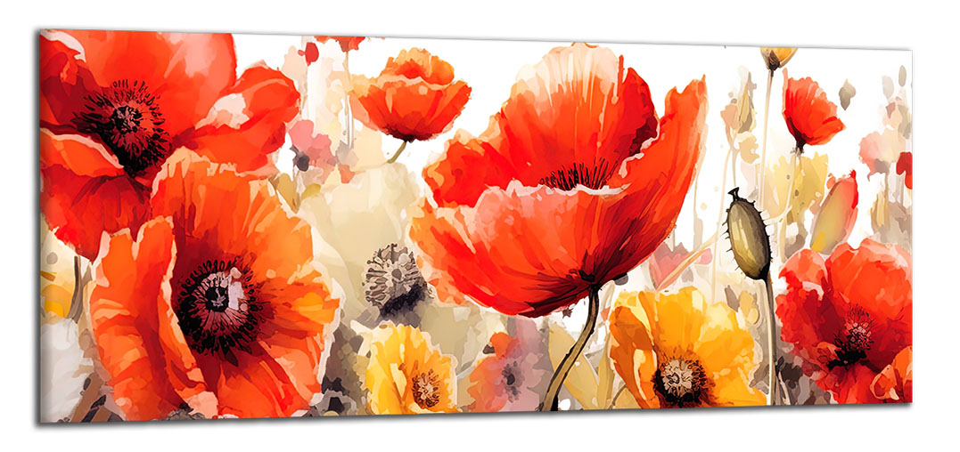 Panoramatický obraz Červené a oranžové máky | Colorika.cz